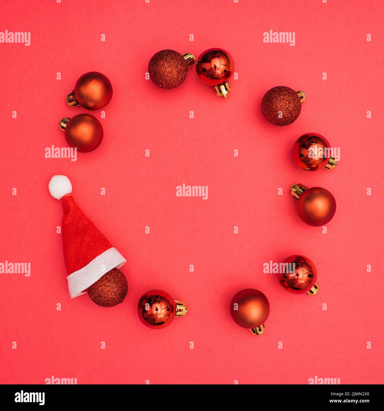 Christmas blank template design idea. Red decorative balls and Red New ...
