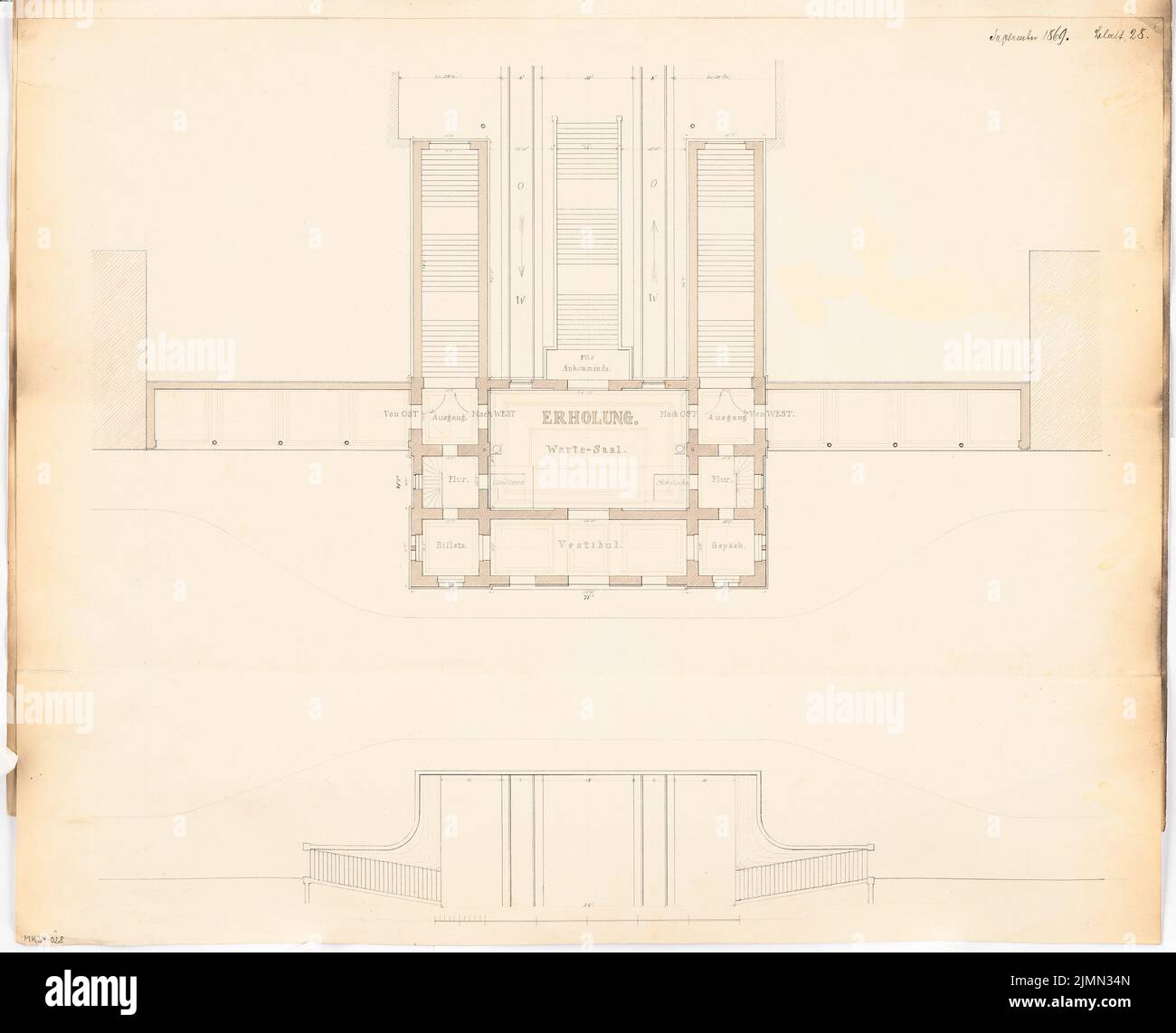 Unknown architect, train station. Monthly competition September 1869 ...