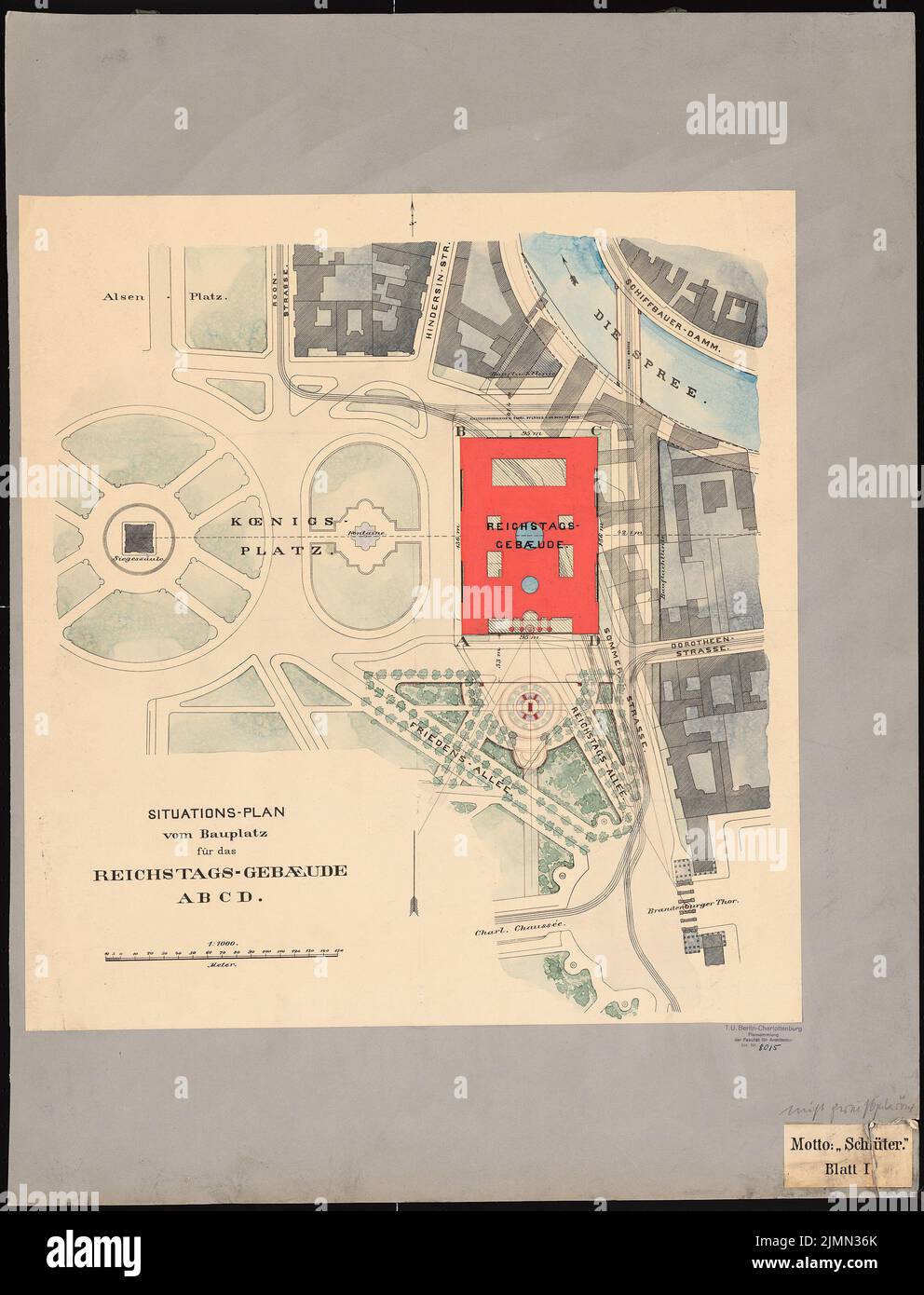 Orth August (1828-1901), Reichstag, Berlin (1882): Situation plan from ...
