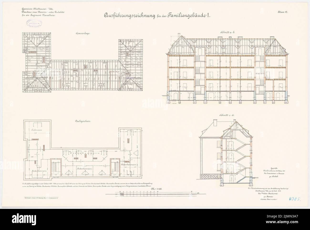 Benda, cavalry barracks in Mülhausen (1906-1908): Family residential ...