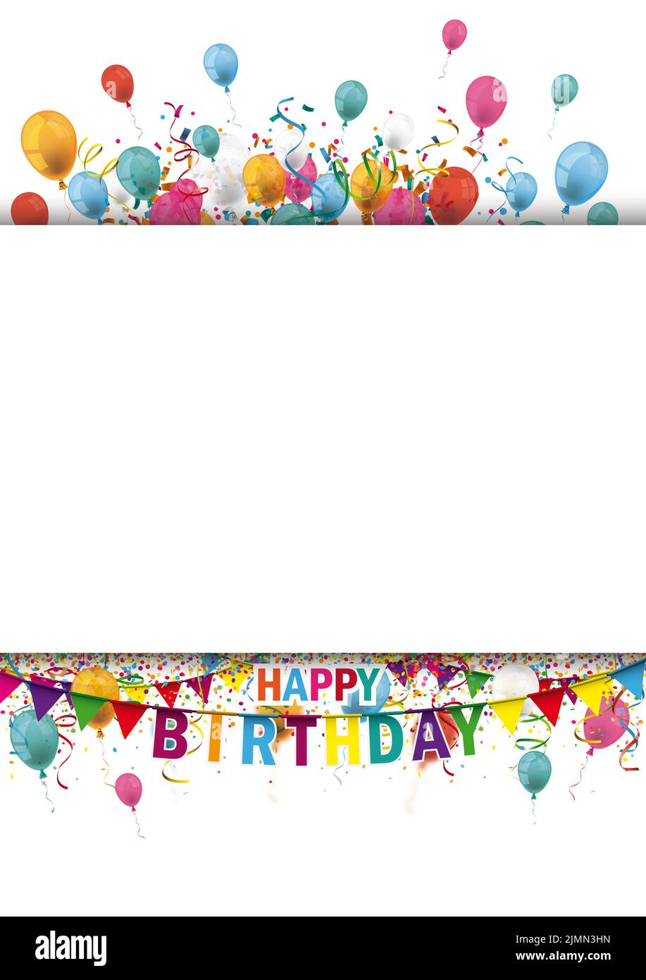 Birthday Confetti Balloons Ribbons Festoon Oblong Stock Photo - Alamy