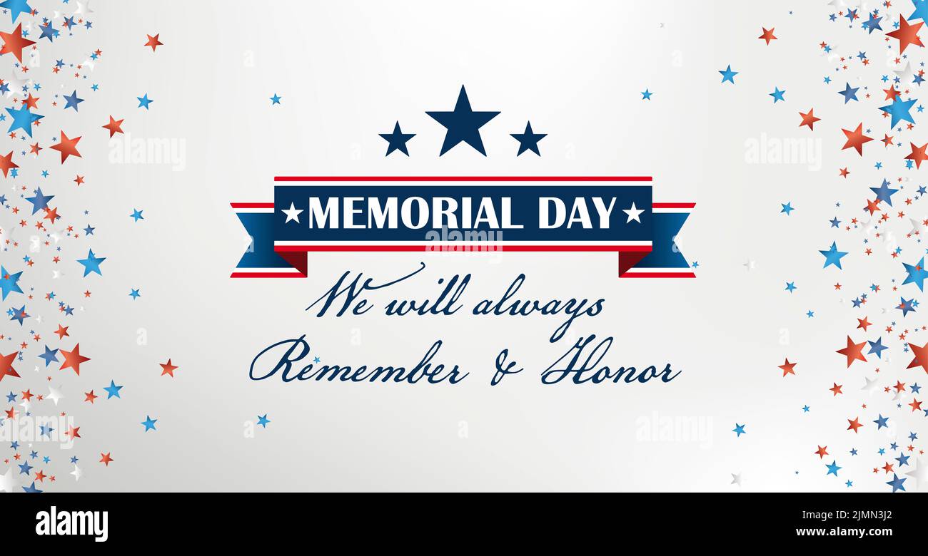 Memorial Day Always Remember Side Stars Header Stock Photo - Alamy