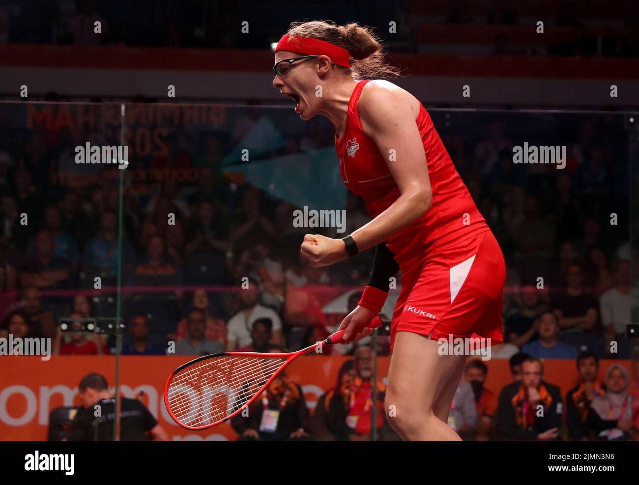 England's Sarah-Jane Perry celebrates after winning the Women's Doubles ...
