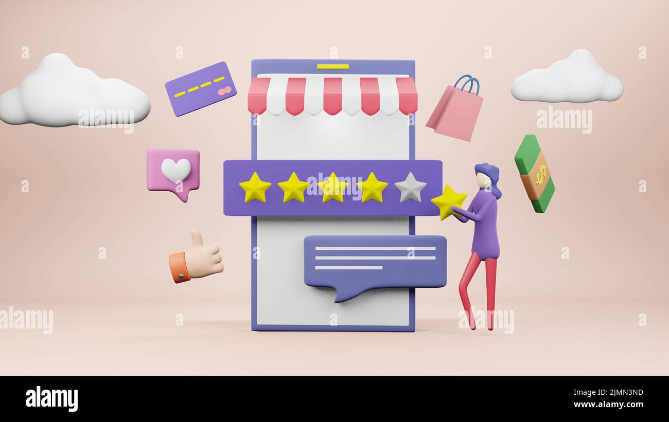 3D Customer Review Recommendation Star Stock Photo - Alamy