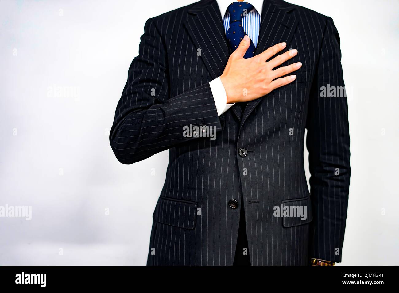 Encouraging business people to receive a request Stock Photo - Alamy