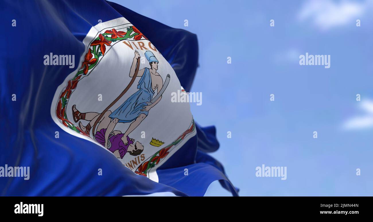 The US state flag of Virginia waving in the wind Stock Photo - Alamy