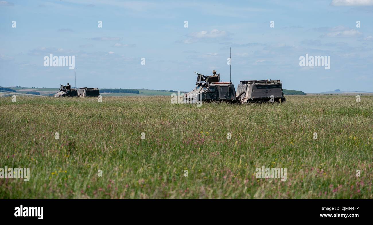 British Army BvS10 Viking all terrain armoured vehicles in action on a ...