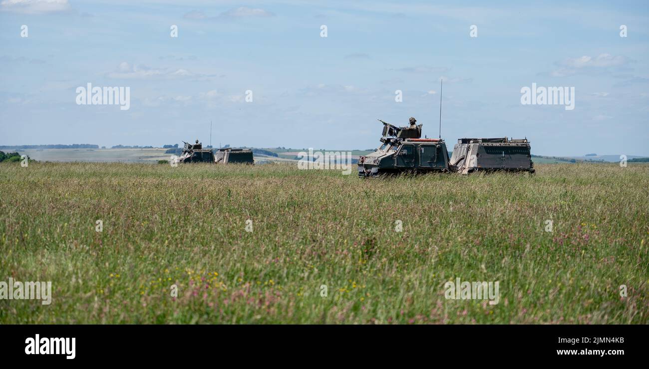 British Army BvS10 Viking all terrain armoured vehicles in action on a ...