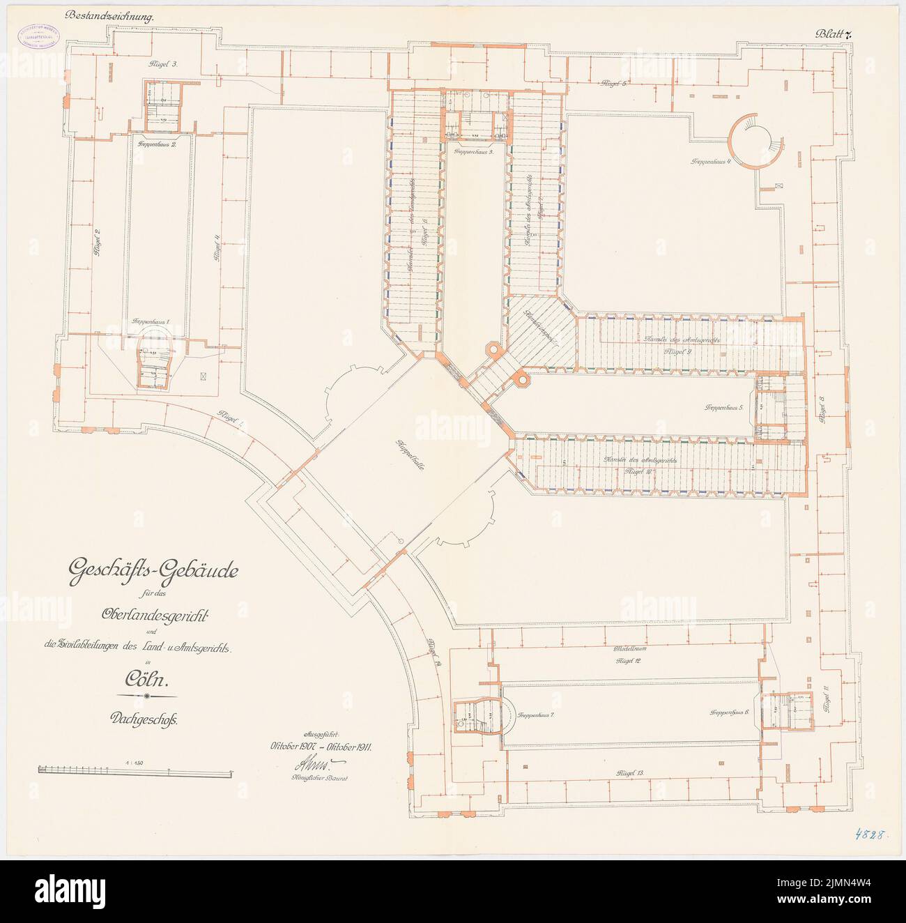Unknown architect, Higher Regional Court, Cologne. Business building ...