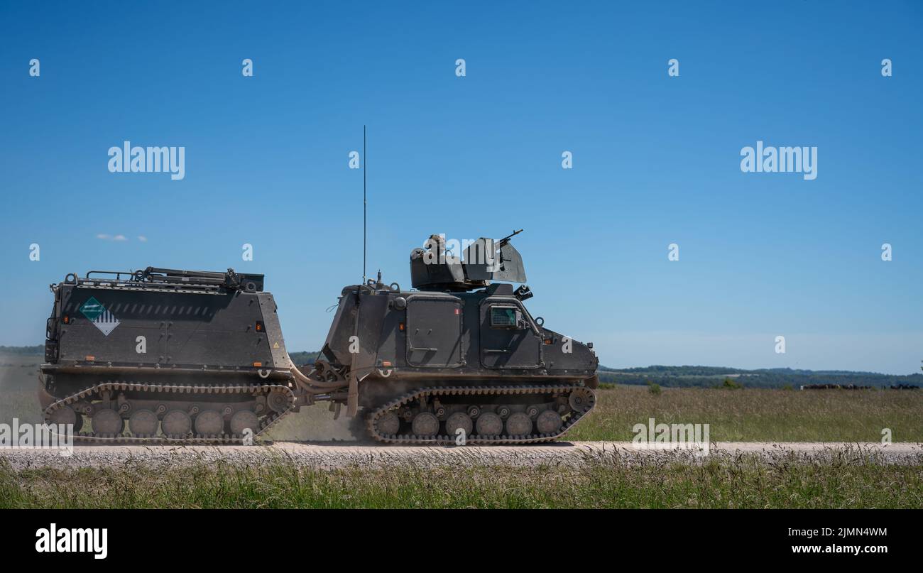 detailed closeup of a British Army BvS10 Viking all terrain armoured ...