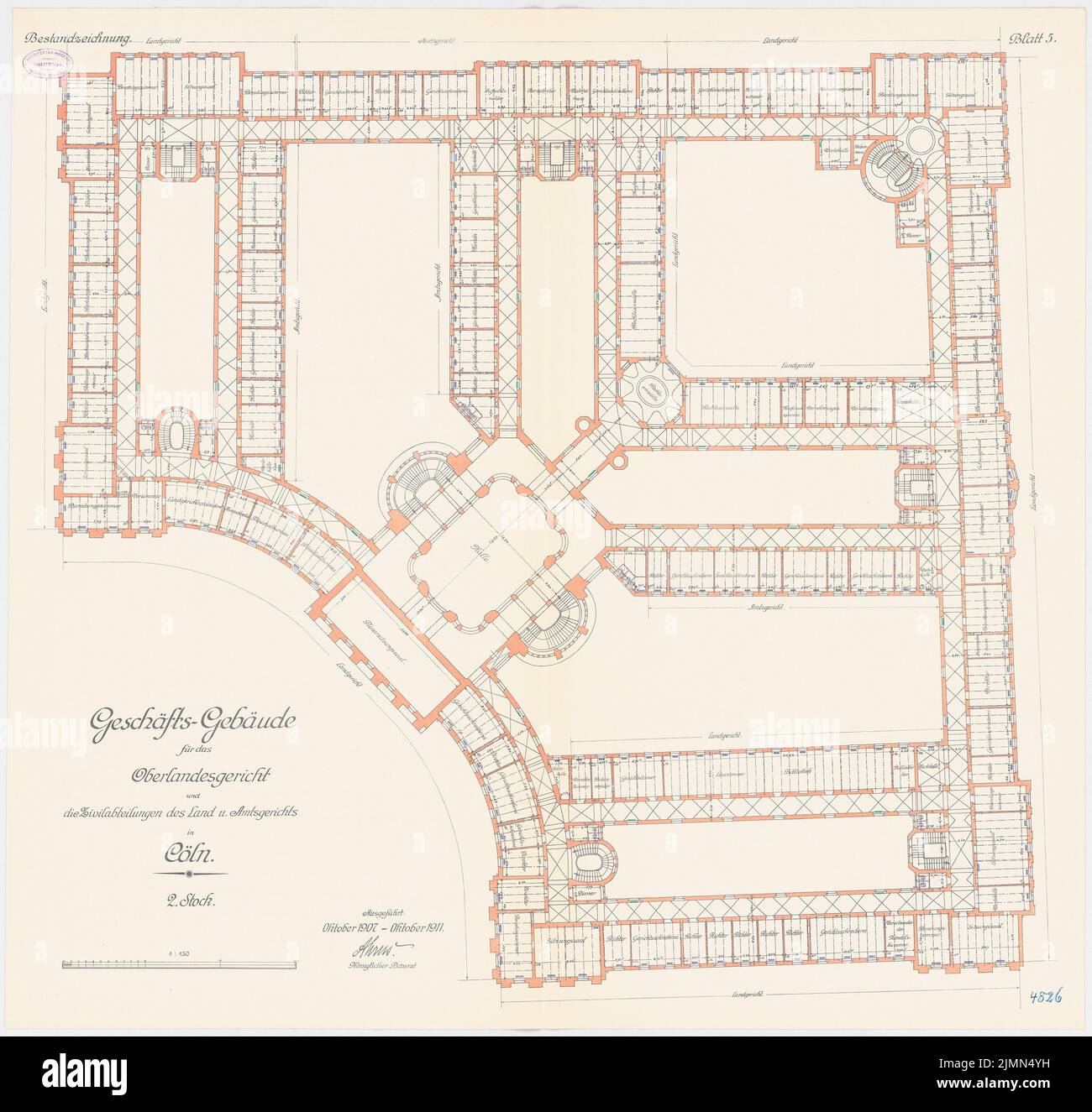 Unknown architect, Higher Regional Court, Cologne. Business building ...