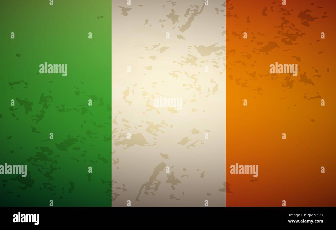 Flag Ireland isolated on grunge background vector Stock Photo - Alamy