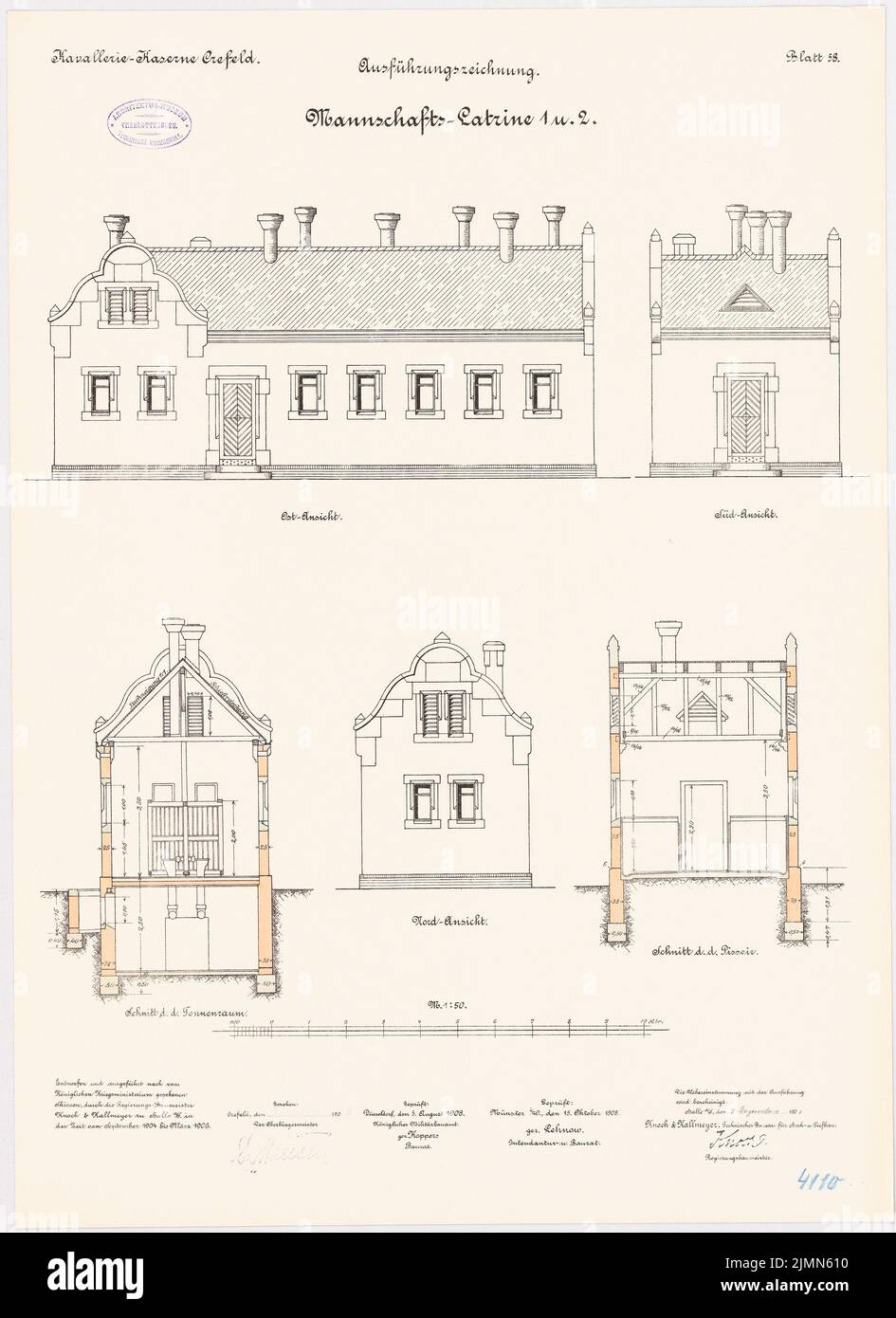 Knoch & Kallmeyer, cavalry barracks, Krefeld. Team latrine I and II ...