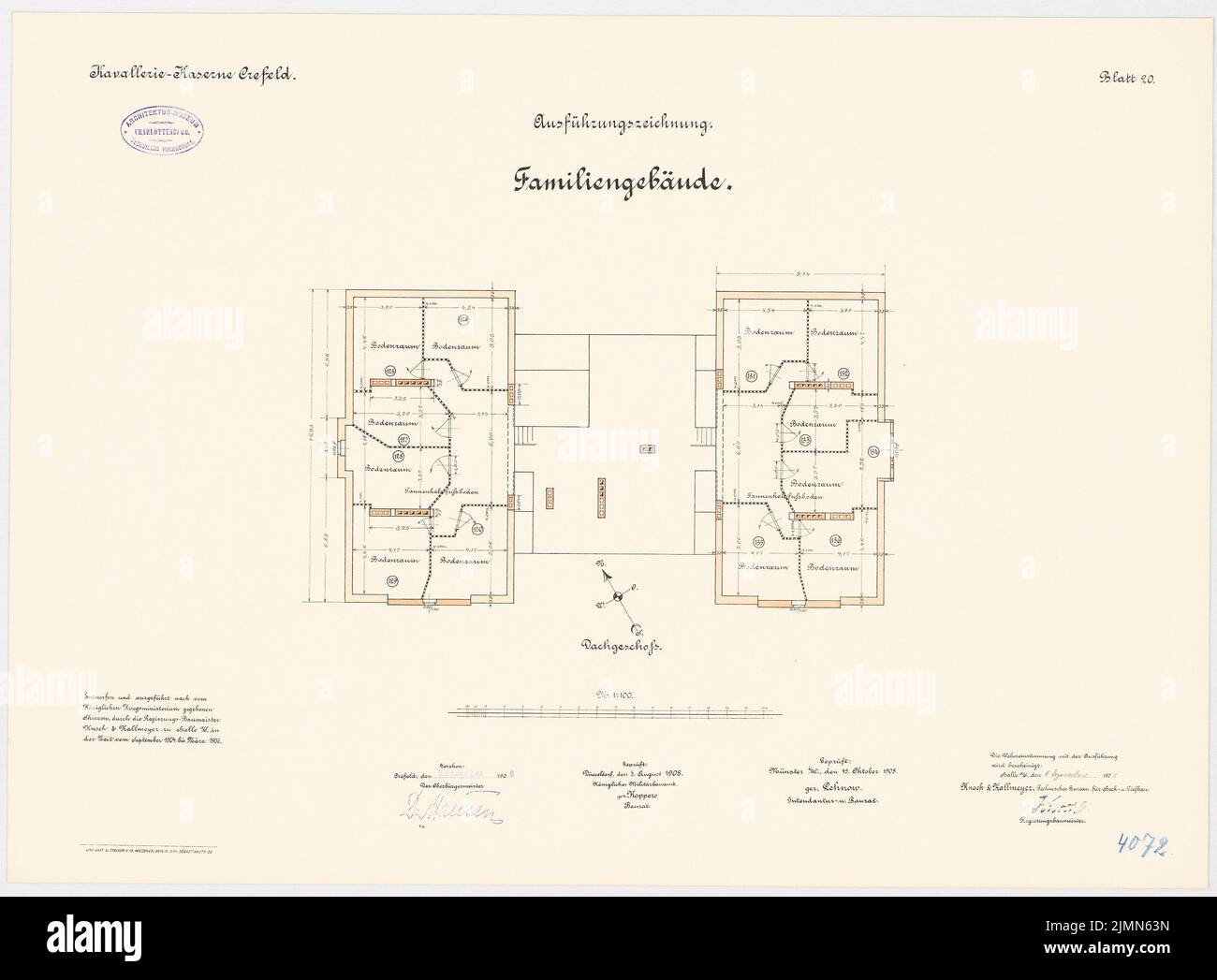 Knoch & Kallmeyer, cavalry barracks, Krefeld. Family building (1904 ...