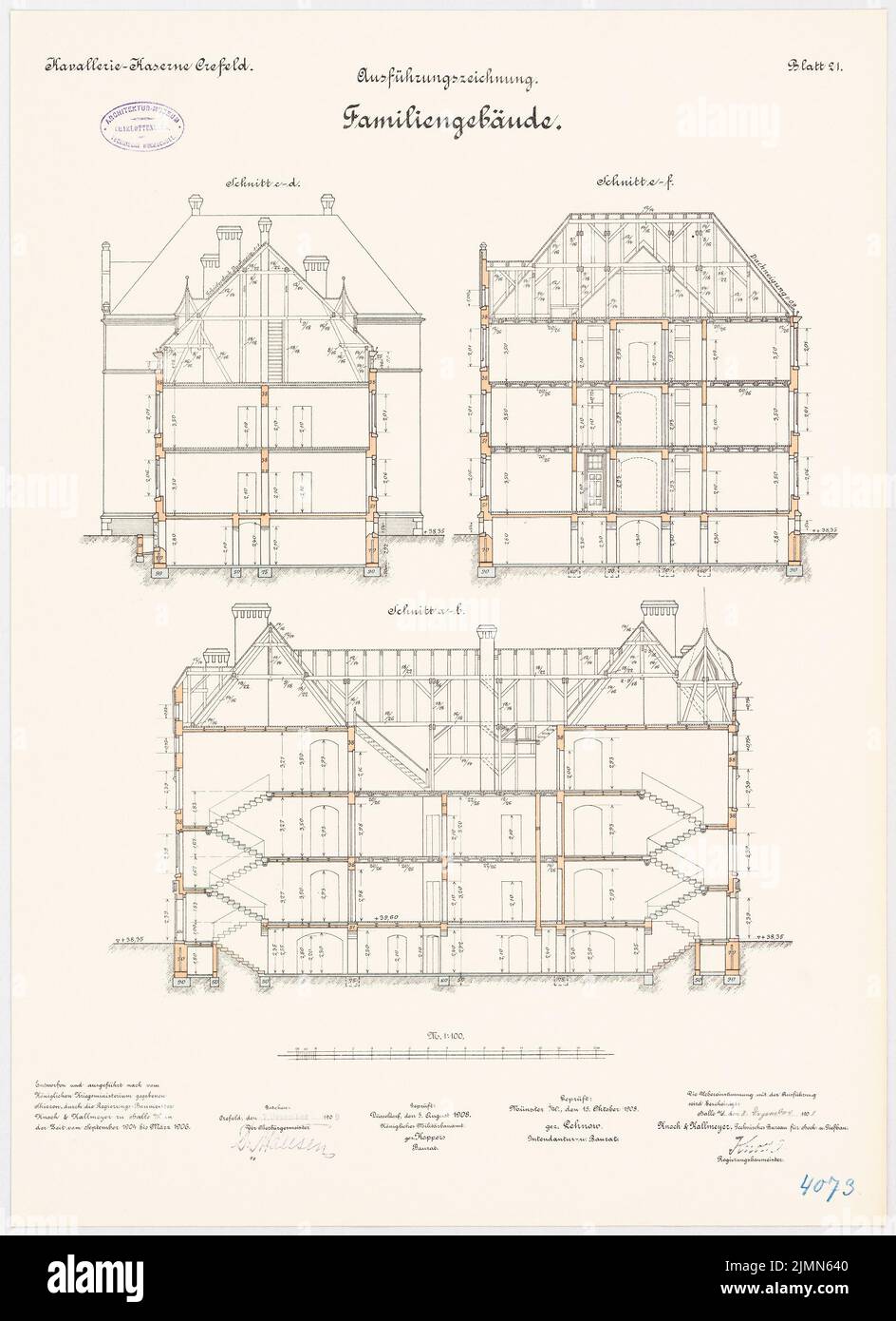 Knoch & Kallmeyer, cavalry barracks, Krefeld. Family building (1904 ...