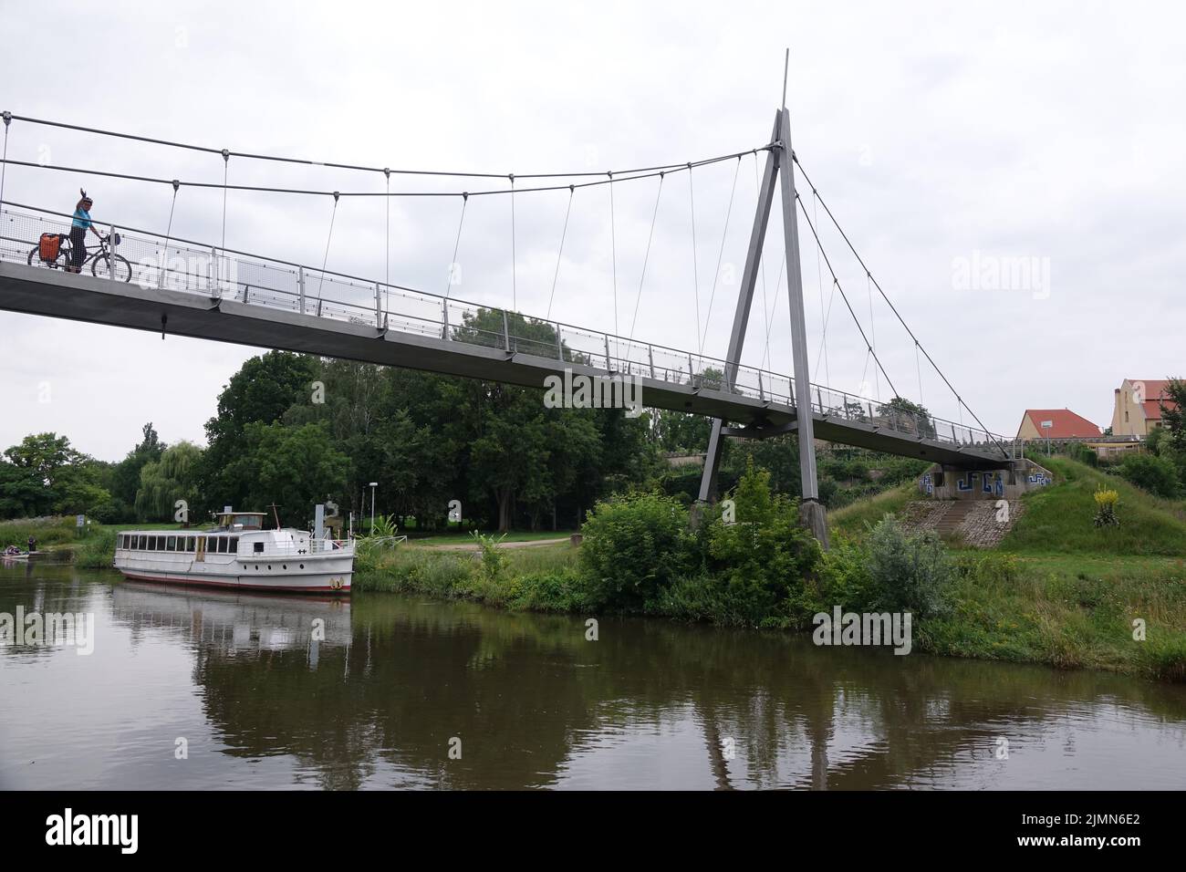 Bridge over the river Saale near Bernburg Stock Photo - Alamy