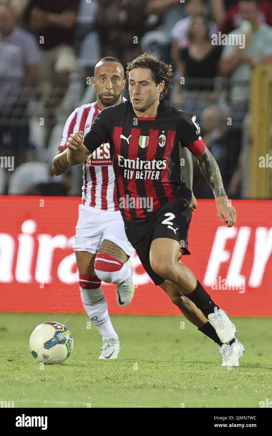 Davide Calabria of AC Milan play the ball during LR Vicenza vs AC Milan ...