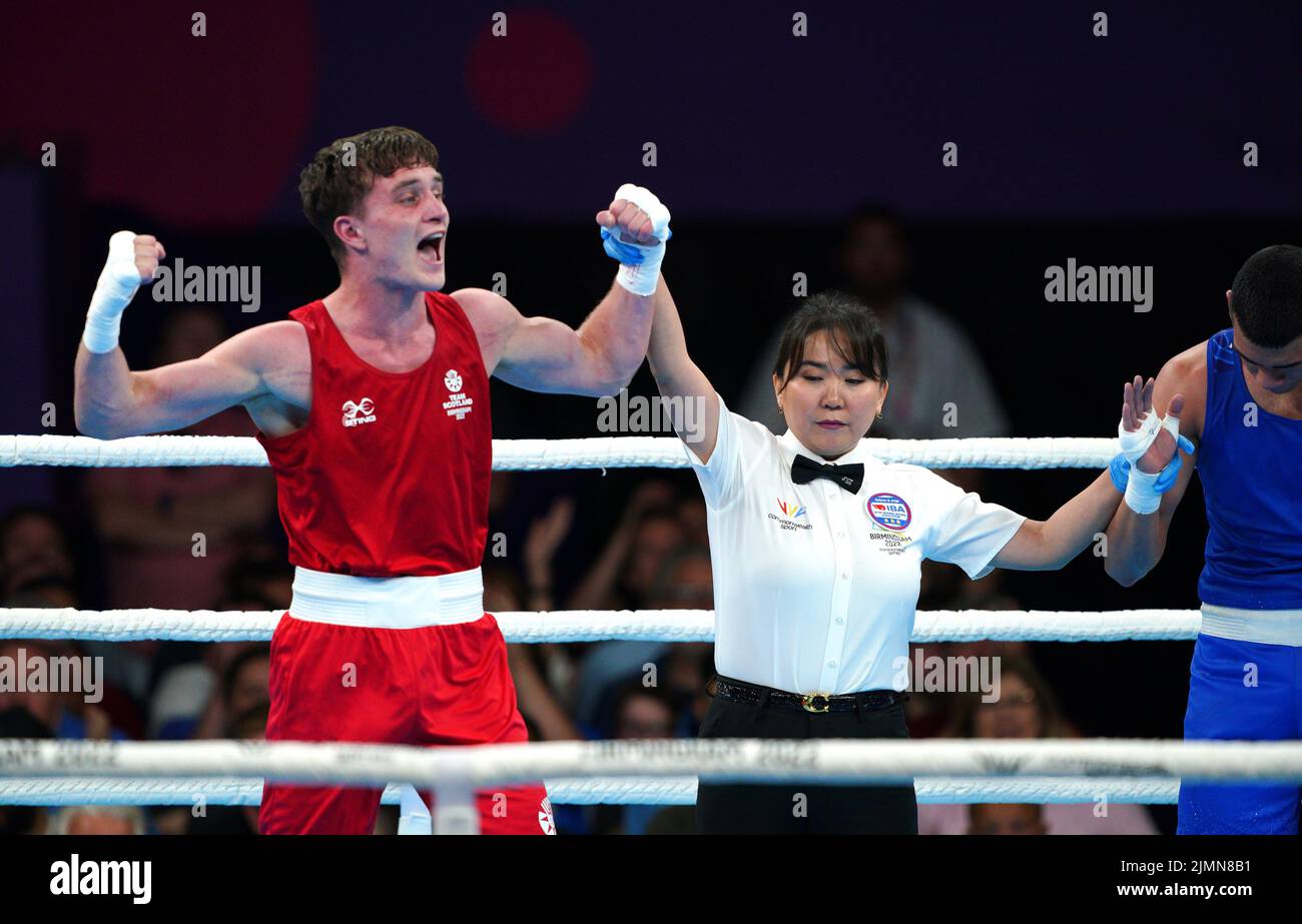 Scotland's Sam Hickey (Red) after winning gold against Australia's ...