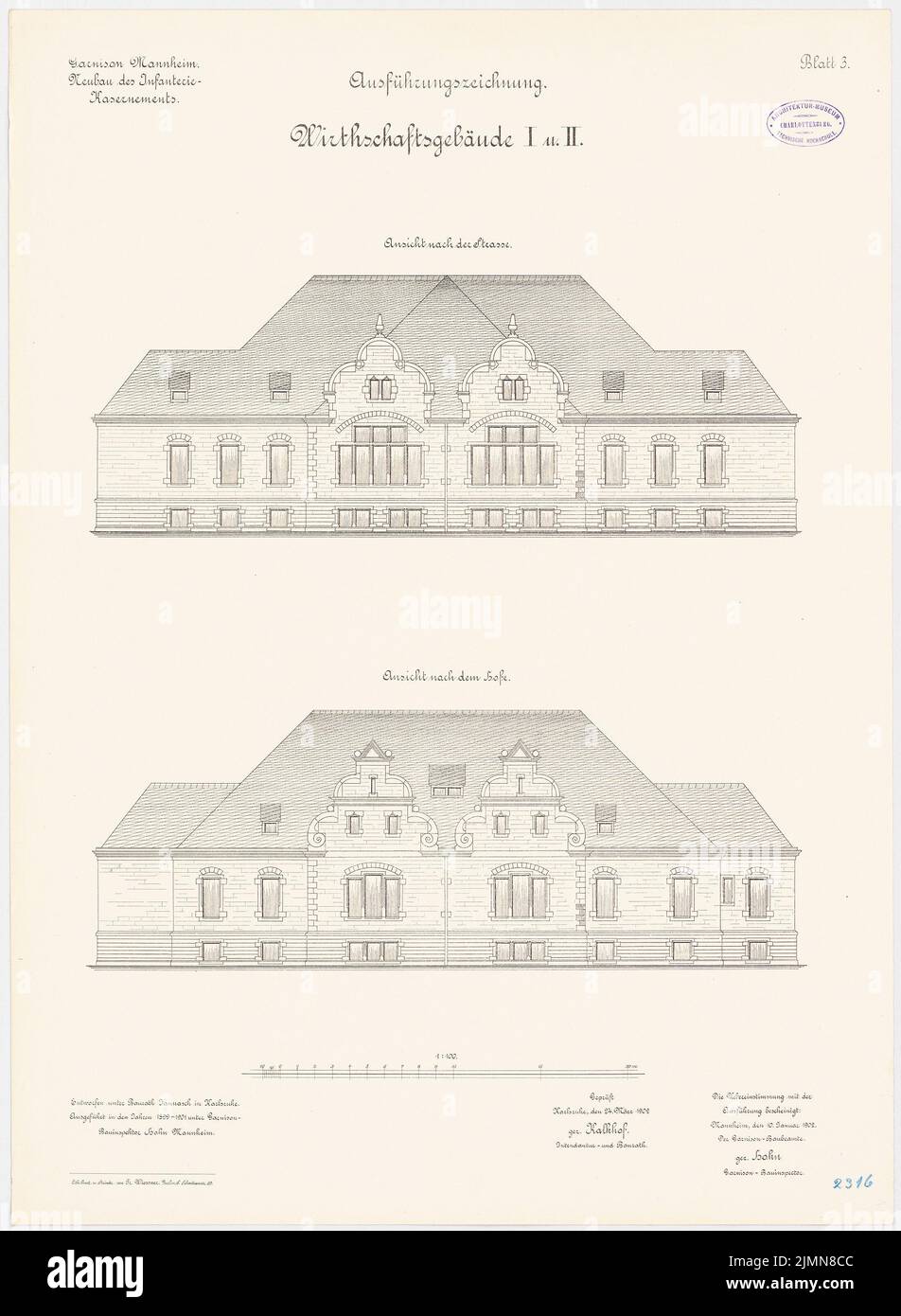 Jannasch, garrison of the infantry barrier in Mannheim. Farm building I ...