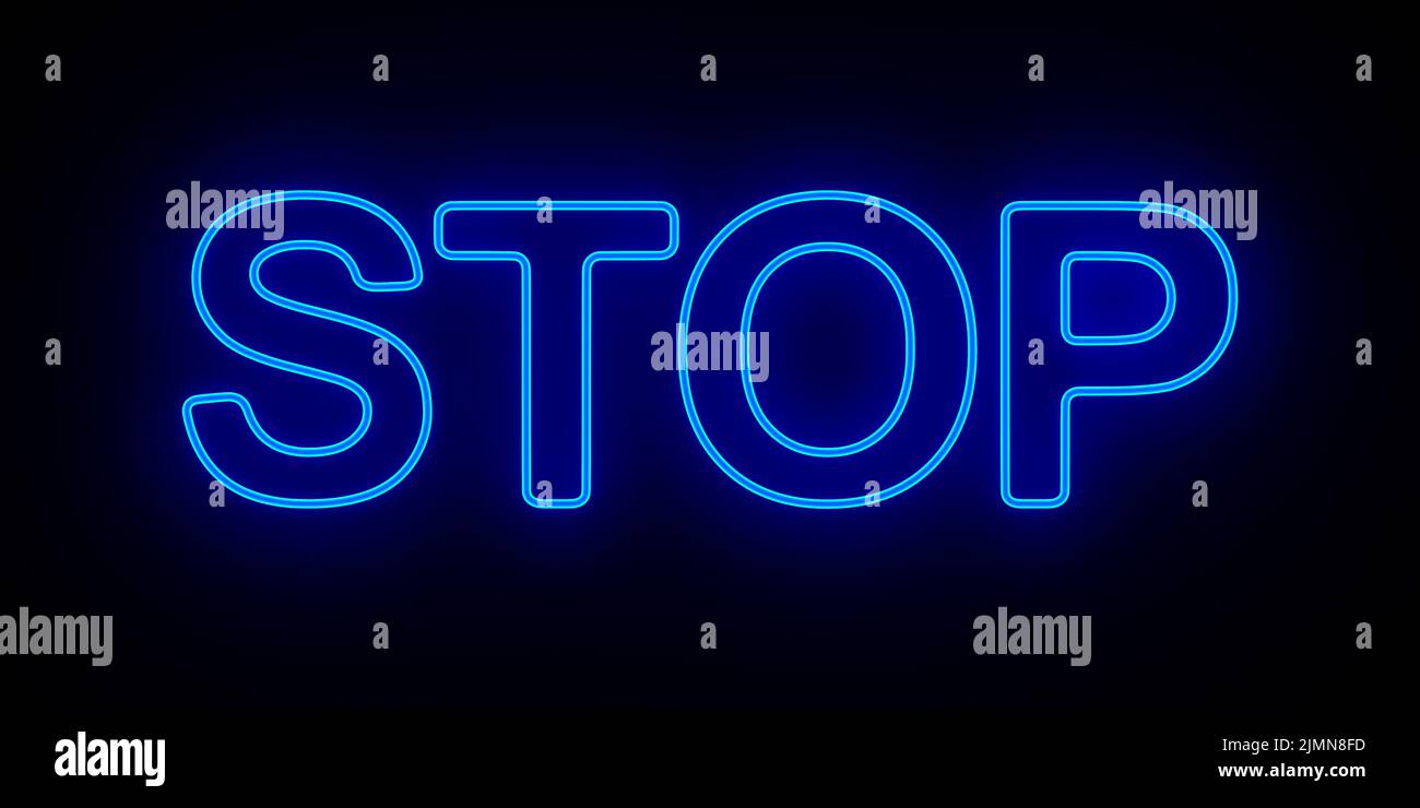 neon stop on dark background. 3D illustration Stock Photo - Alamy