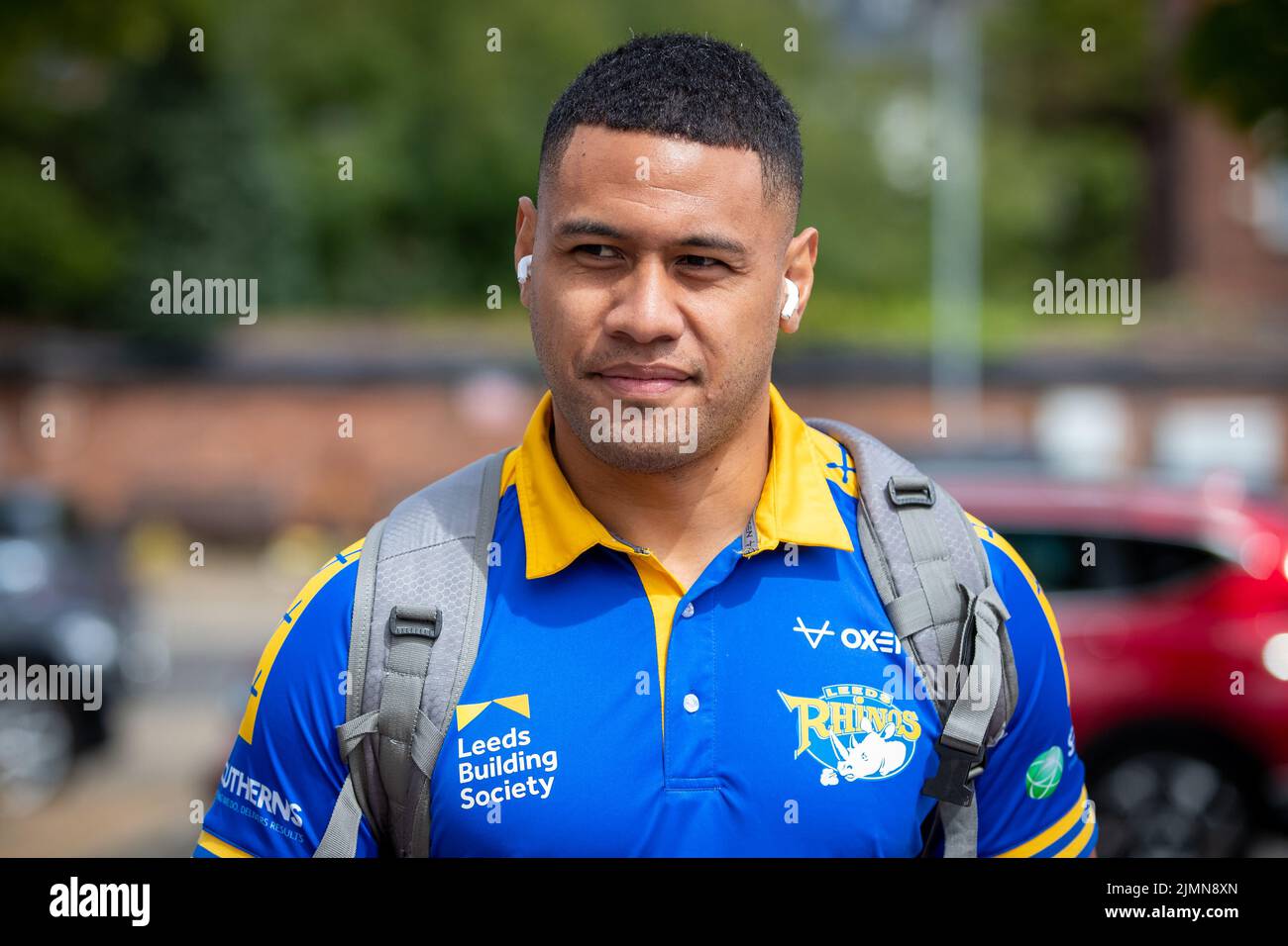 David Fusitu’a #2 of Leeds Rhinos arrives at Headingley Stadium ahead ...