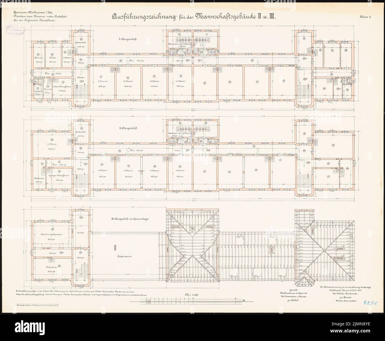 Benda, cavalry barracks in Mülhausen (1906-1908): Team building II. And ...