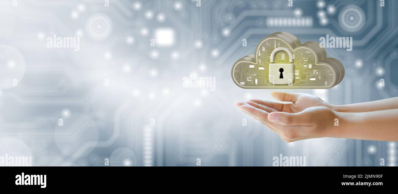 Businessman hand holding Cloud computing technology internet storage ...