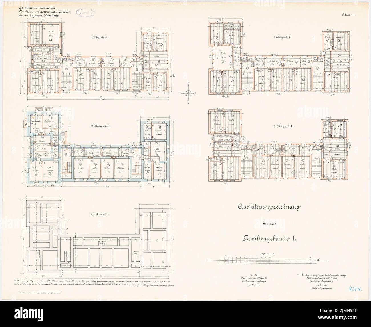 Benda, cavalry barracks in Mülhausen (1906-1908): Family residential ...