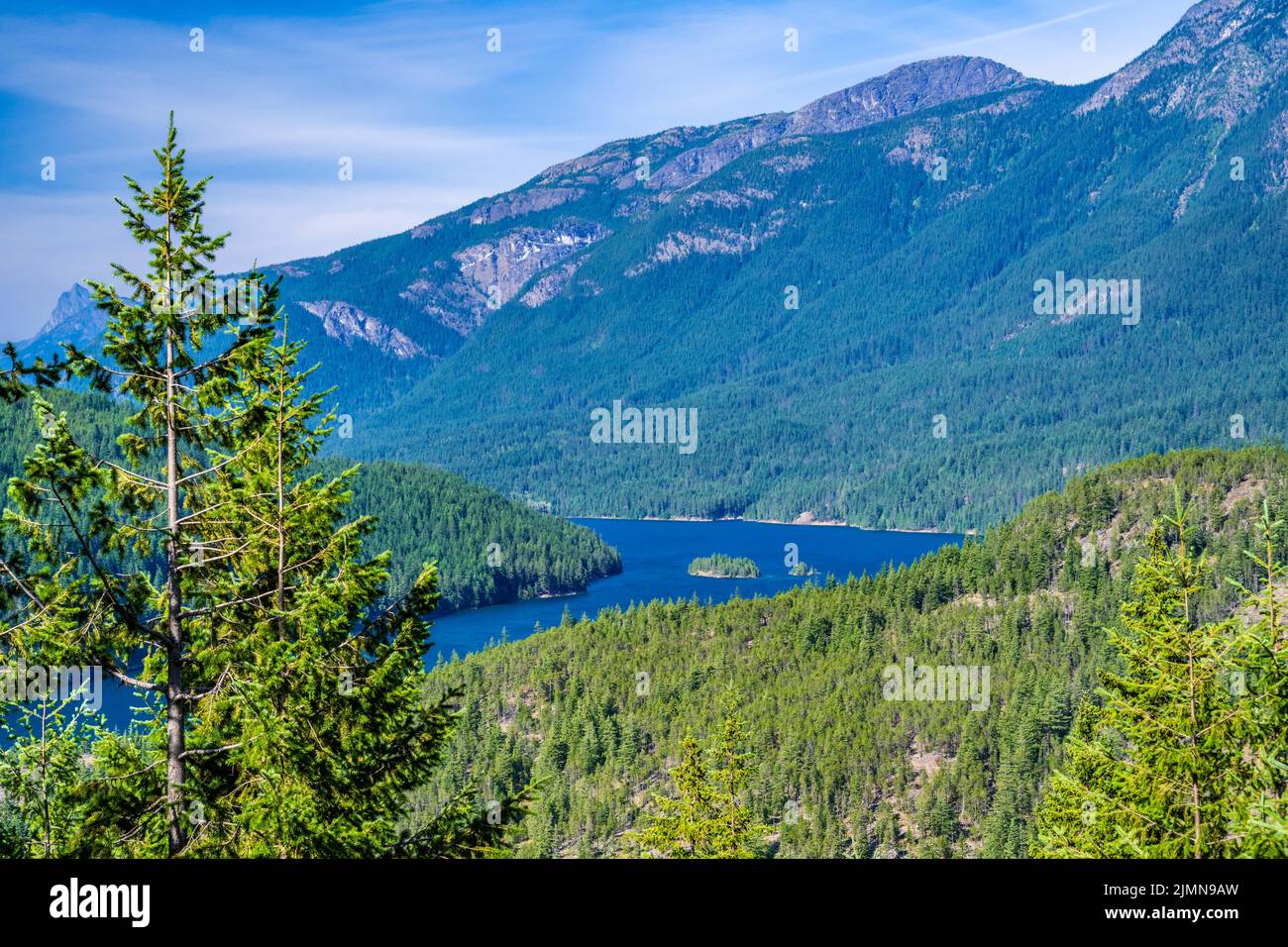 An overlooking view of nature in North Cascades NP, Washington Stock ...