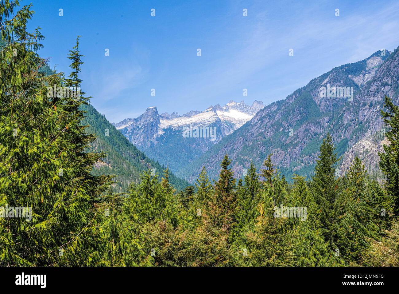 An overlooking view of nature in North Cascades NP, Washington Stock ...