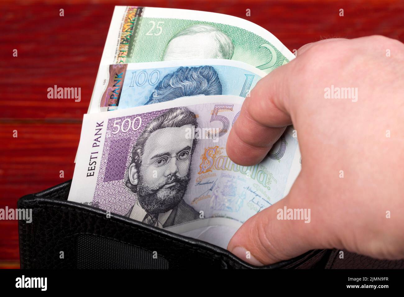 Estonian money - kroon in the black wallet Stock Photo - Alamy