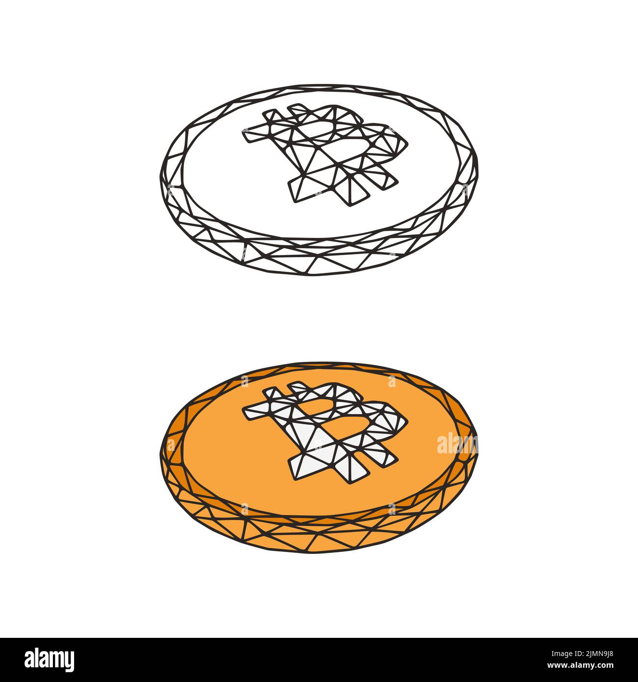 Bitcoin coin polygonal icon. Cryptocurrency low poly art isolated on ...