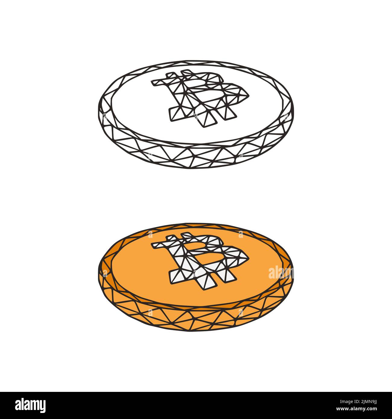 Bitcoin coin polygonal icon. Cryptocurrency low poly art isolated on ...