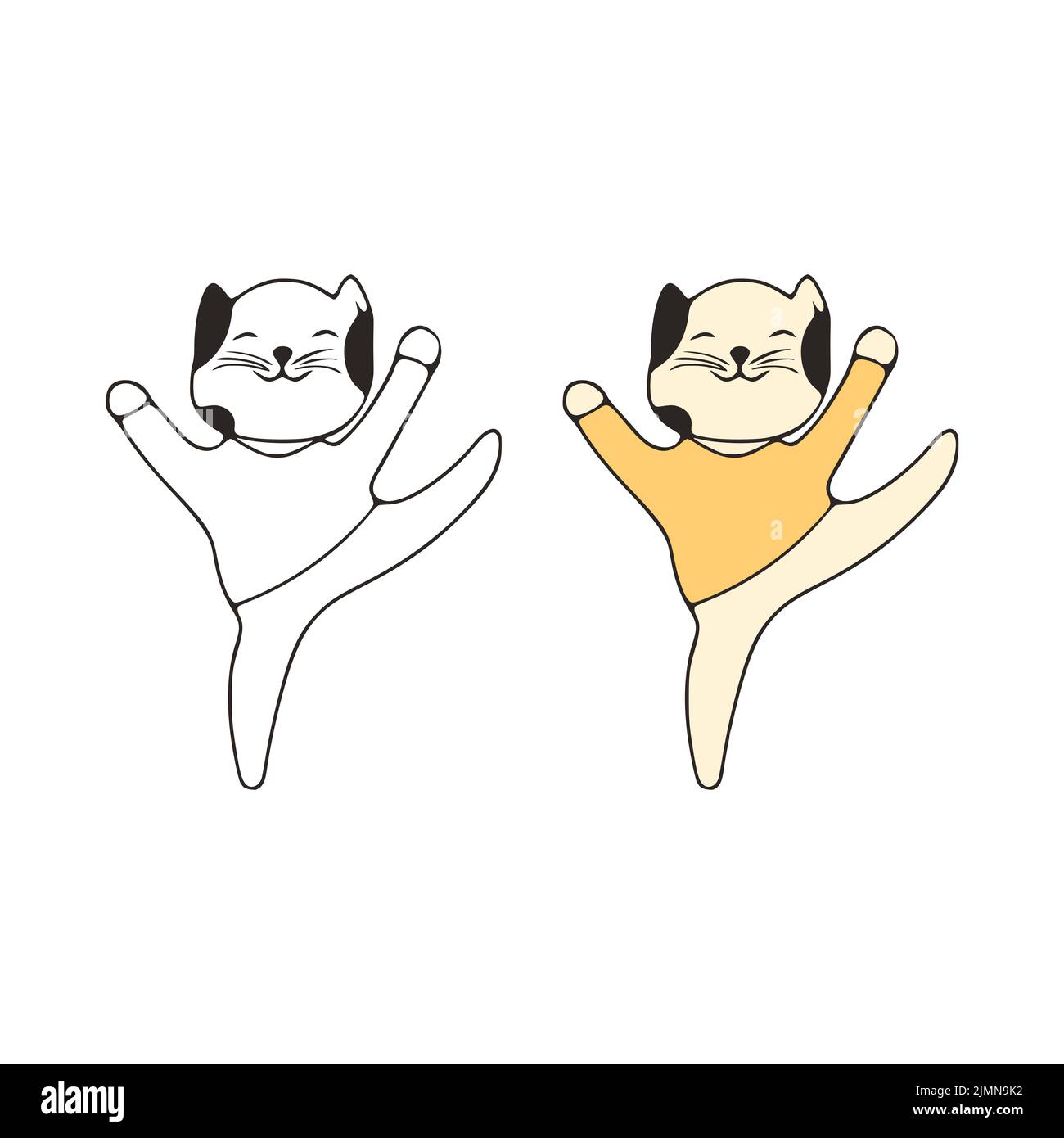 Funny cat doodle icon. Cute pets vector art on white background Stock ...