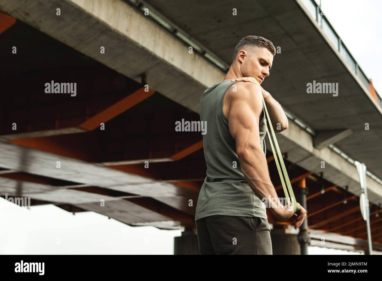 Resistance band man exercise hi-res stock photography and images - Alamy