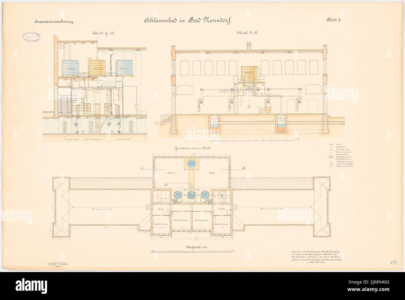 Knipping, mud bath in Bad Nenndorf (1890-1892): floor plan upper floor ...