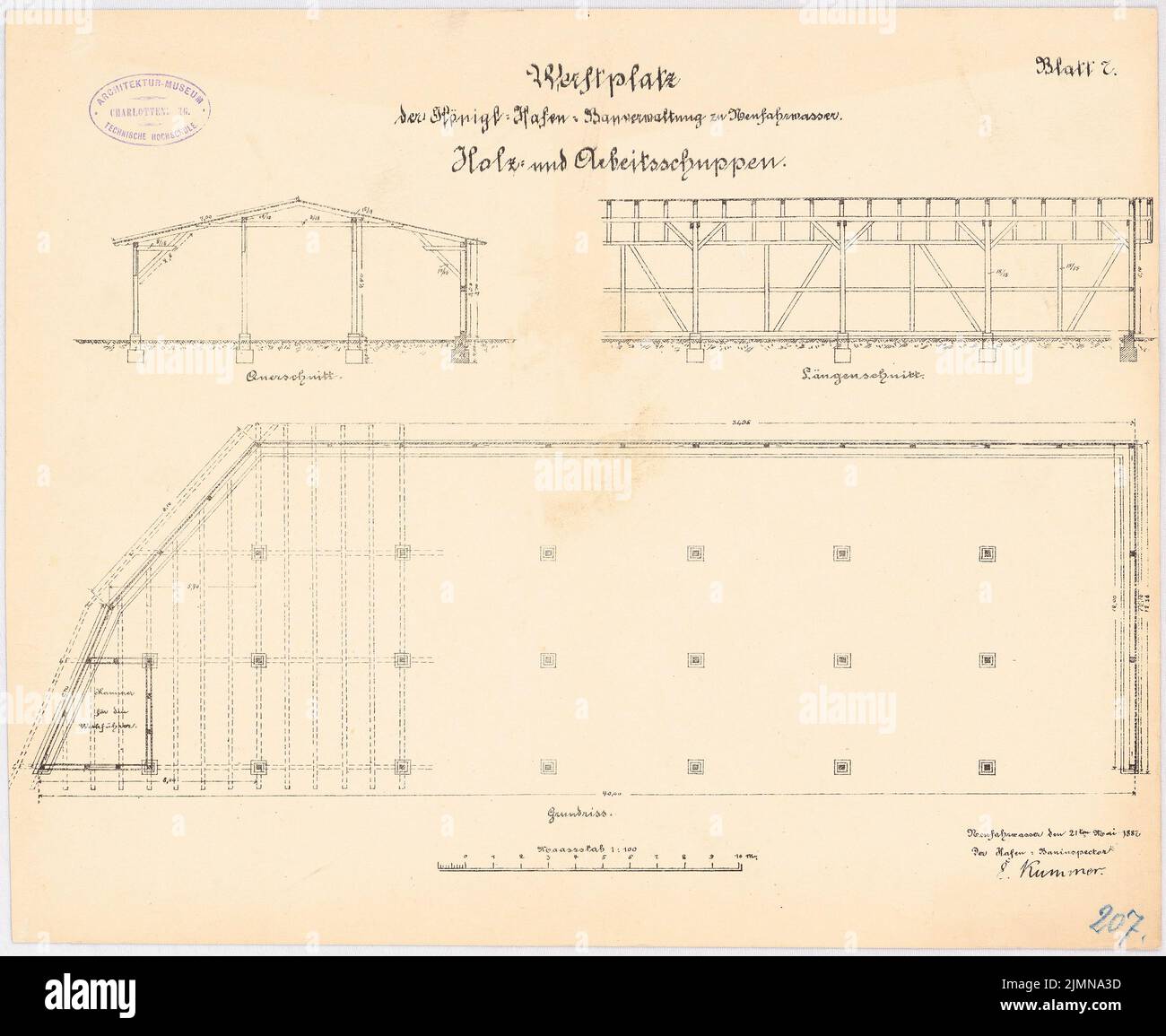 Unknown architect, port building in Neufahrwasser (approx. 1887): wood ...