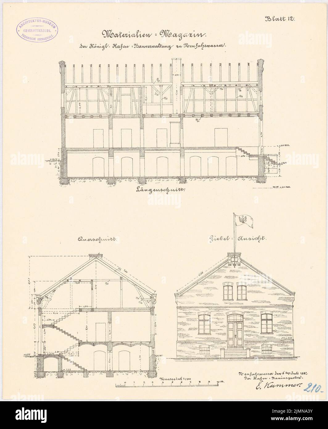 Unknown architect, port building in Neufahrwasser (approx. 1887 ...