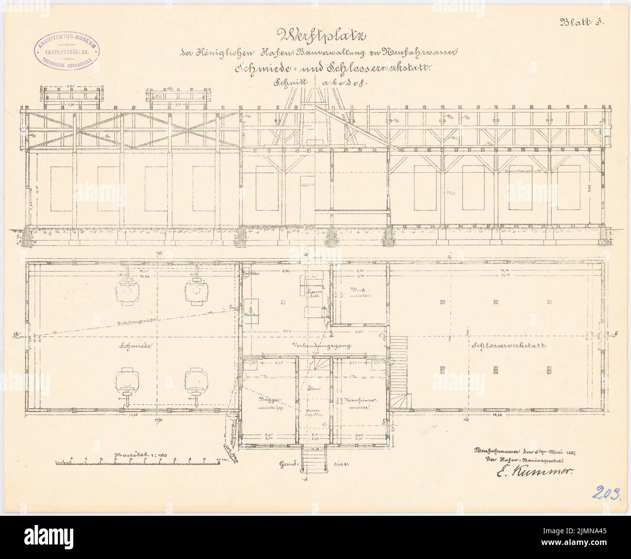 Unknown architect, port building in Neufahrwasser (approx. 1887): Forge ...
