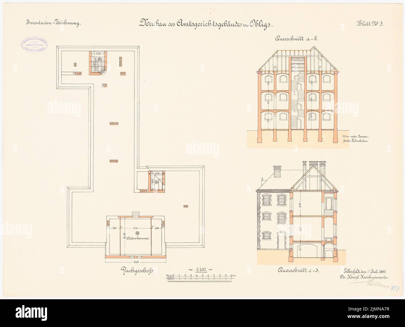 Unknown architect, district court in Solingen-Ohligs (1895): floor plan ...