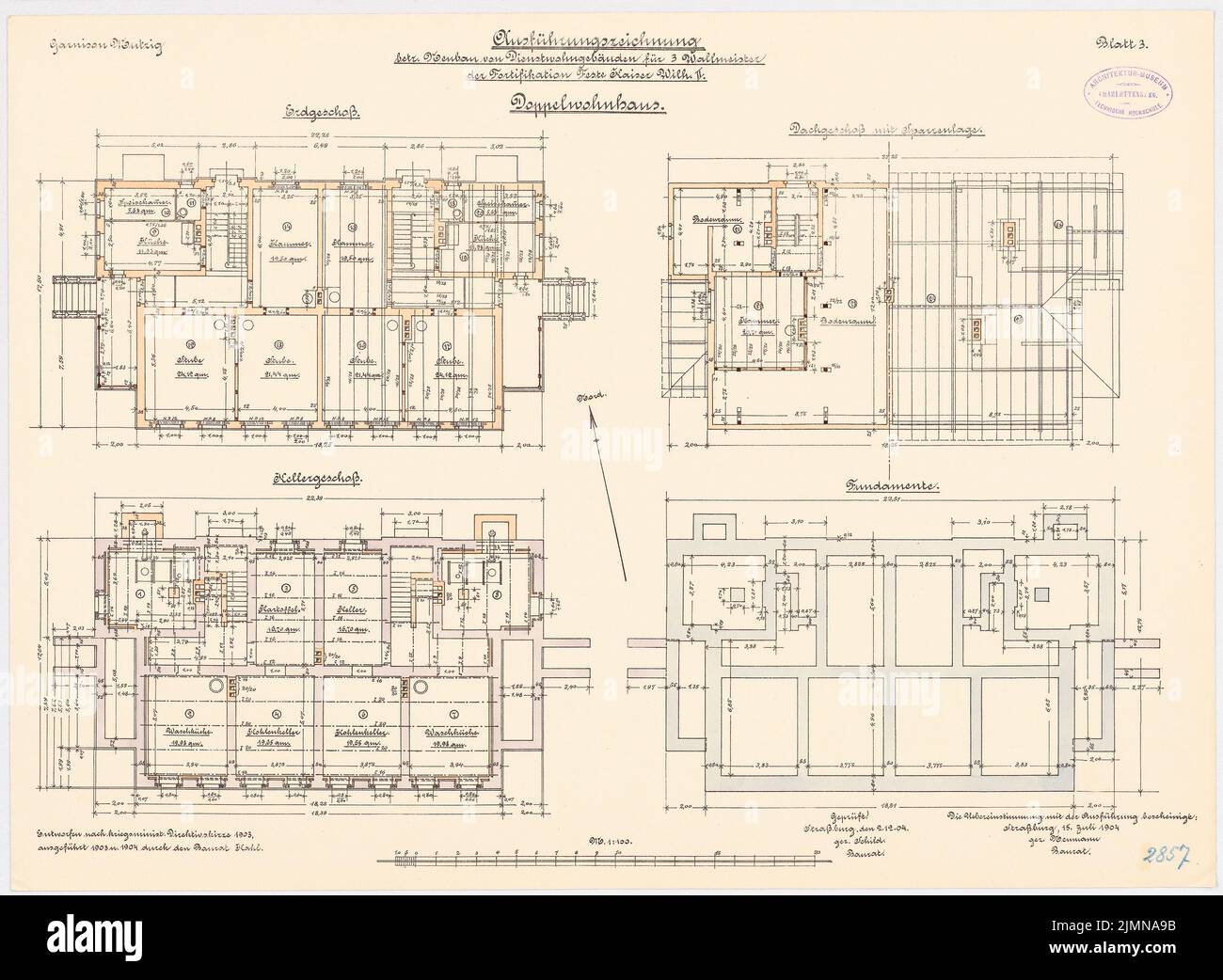 Kahl, garrison in Mutzig. Houses for three Wallmeister (1903-1904 ...