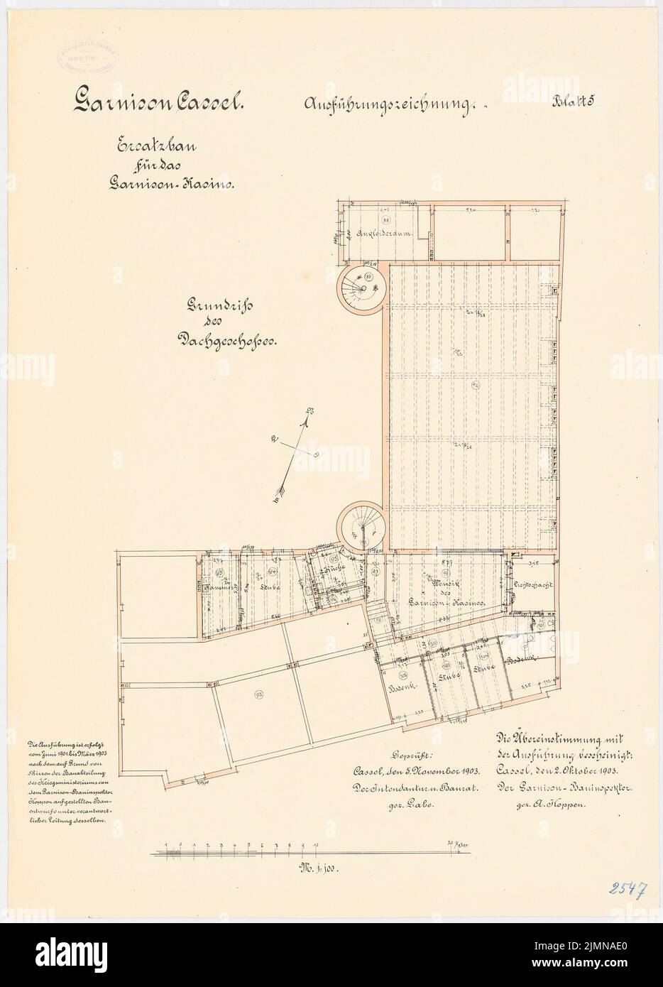 Koppen, garrison casino, Kassel (1901-1903): floor plan DG 1: 100 ...