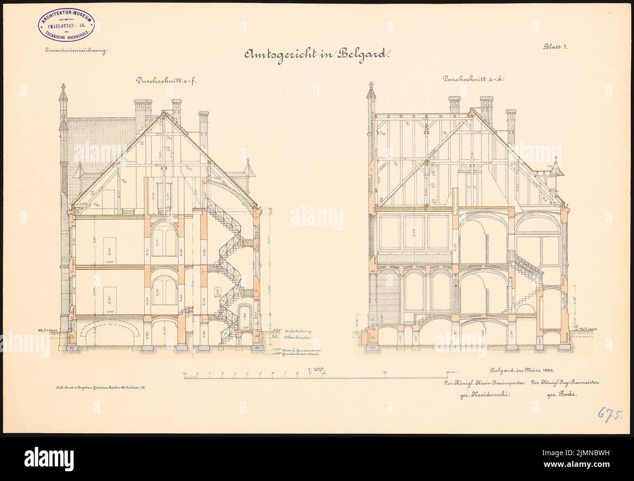 Unknown architect, district court and prison building in Belgard ...
