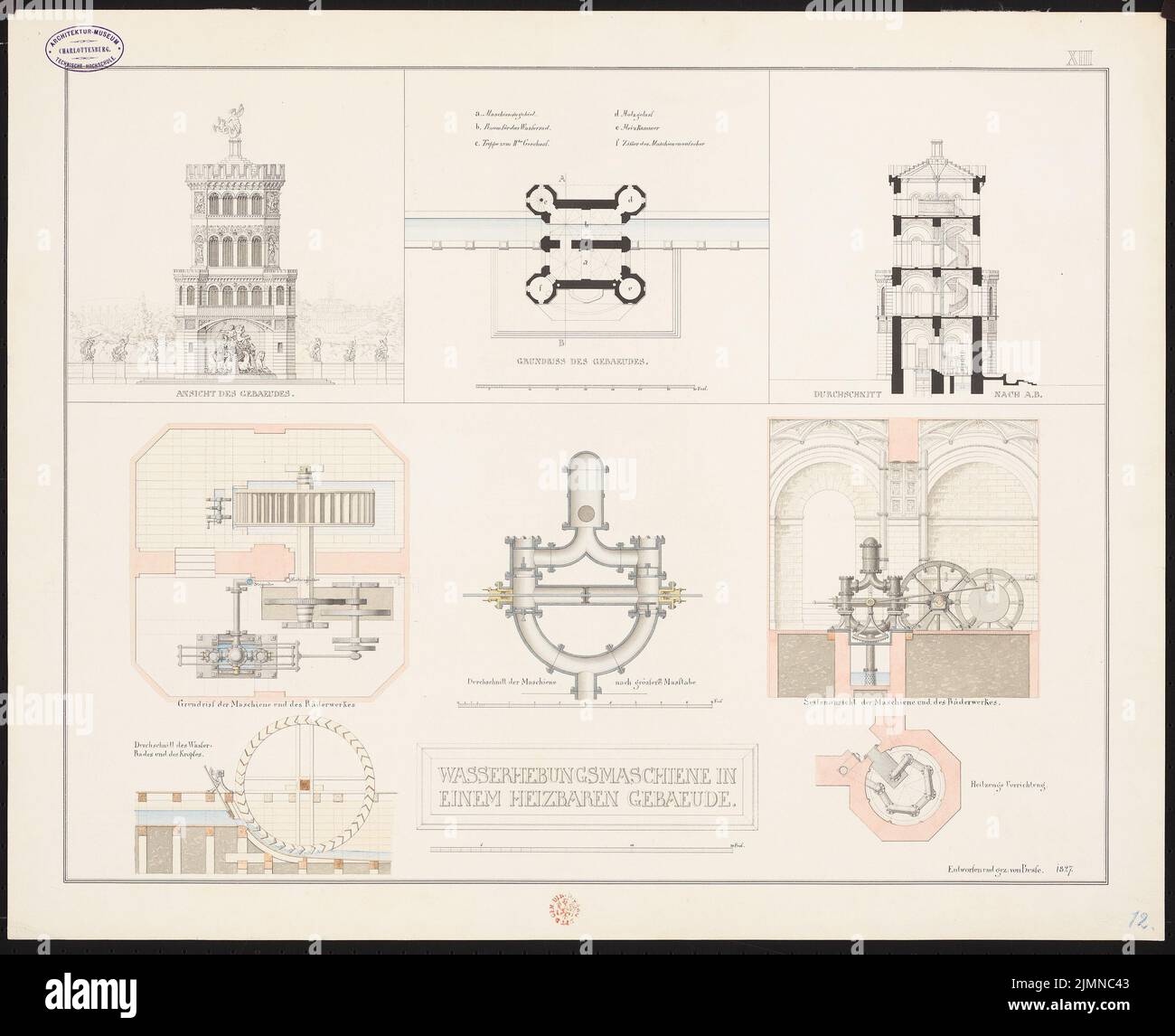 Busse Carl Ferdinand (1802-1868), water lifting machine in a heatable ...