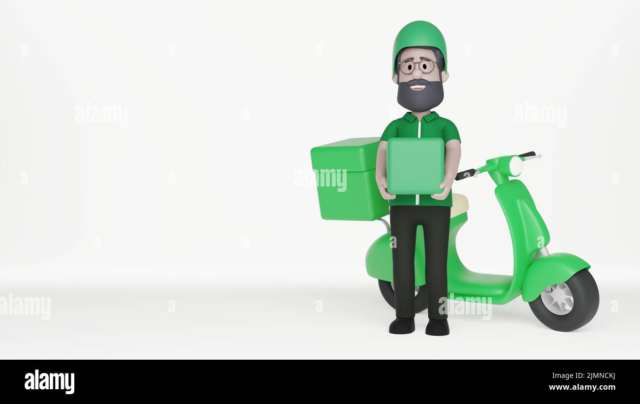 3D Package Parcel Delivery Man Stock Photo - Alamy