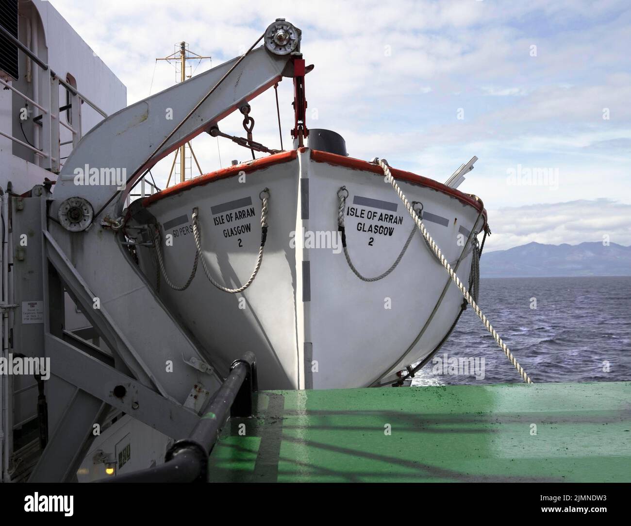 A lifeboat on the ferry linking Ardrossan, on the west coast of ...