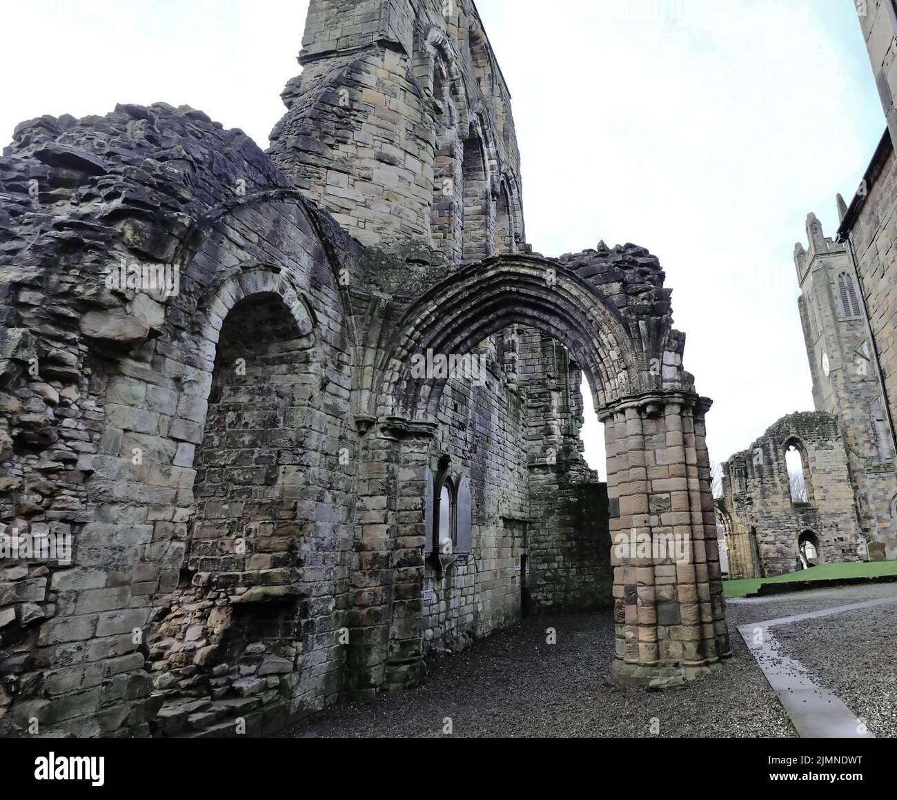 The ruins of Kilwinning Abbey in Kilwinning, Scotland. Built in 1100 ...