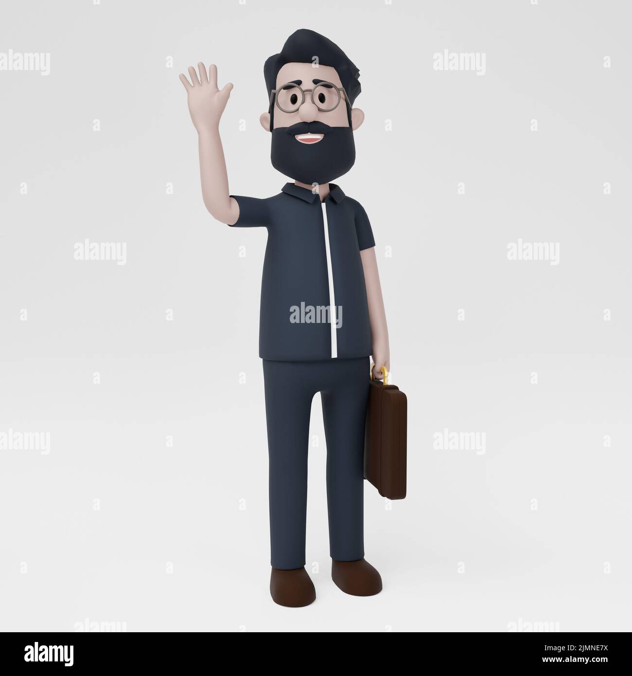 3D Man Happy Greeting Stock Photo - Alamy