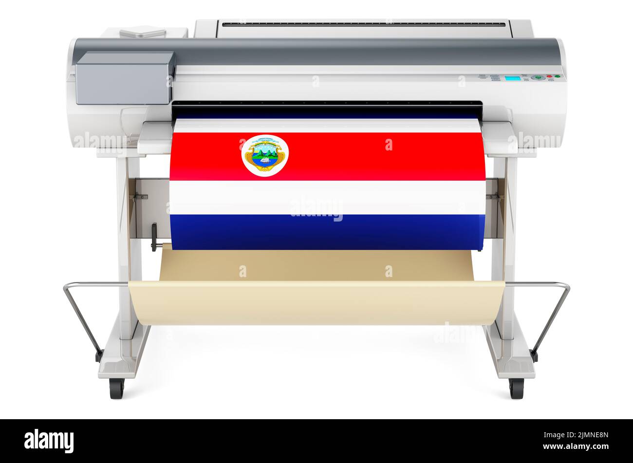 Wide format printer, plotter with Costa Rican flag. 3D rendering ...
