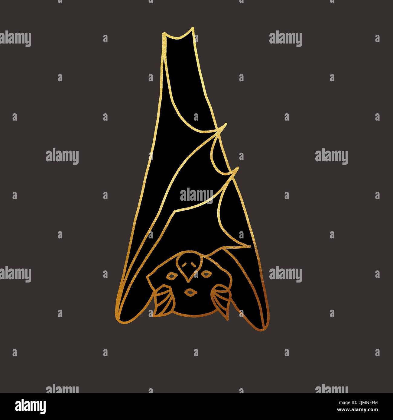 an illustration of a bat. golden linear graphics on a dark background ...